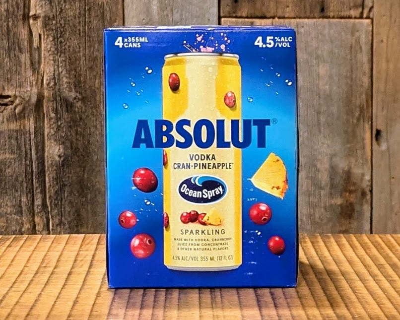 Absolut - Vodka Cran-Pineapple (4-Pack 12 oz Cans) | Little Town Brews